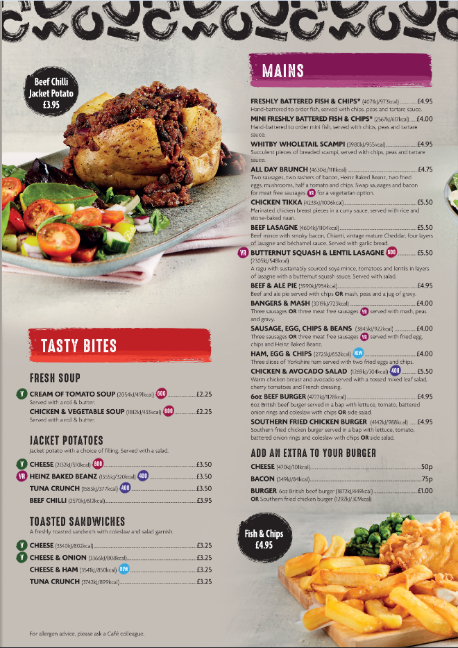 Our Morrisons Cafe Menu Morrisons